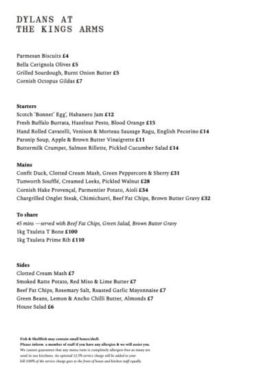 Menus - Dylans